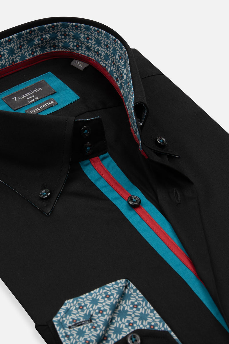Roma Iconic Satin Man Shirt Black – 7 Camicie