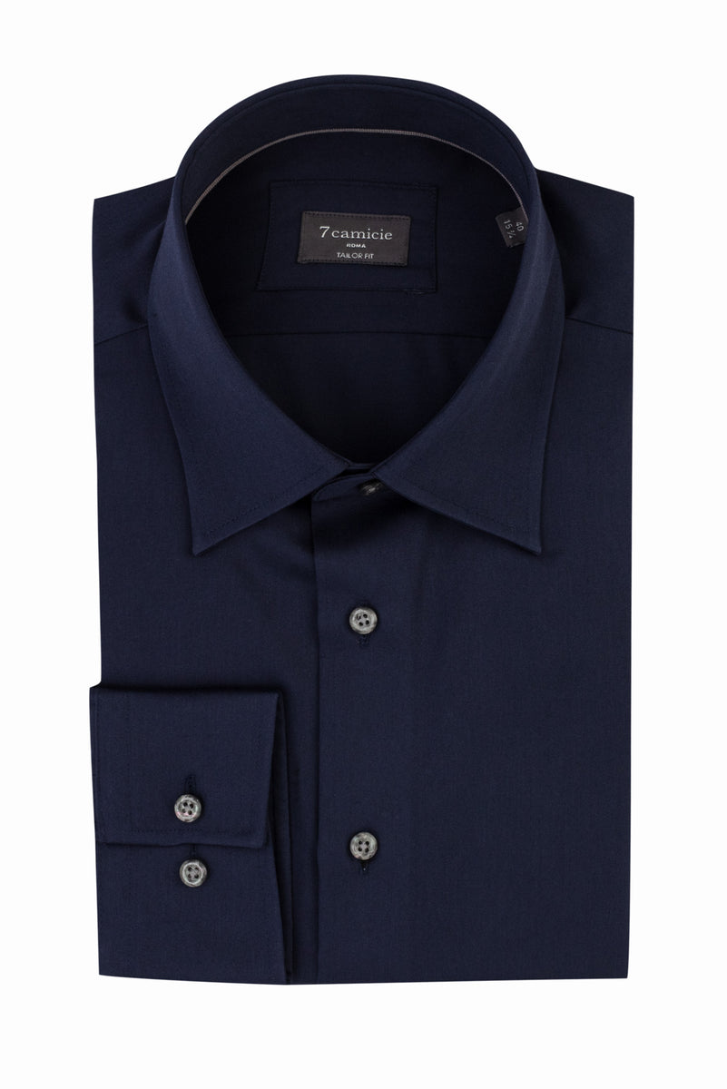 Camicia Uomo Mattia Essential Satin Blu No Stiro – 7 Camicie