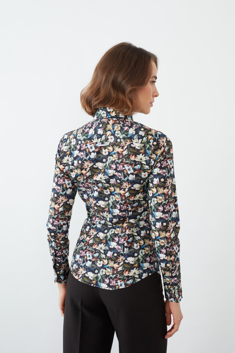 Camicia Donna Silvia Iconic Popelin Nero Rosa – 7 Camicie