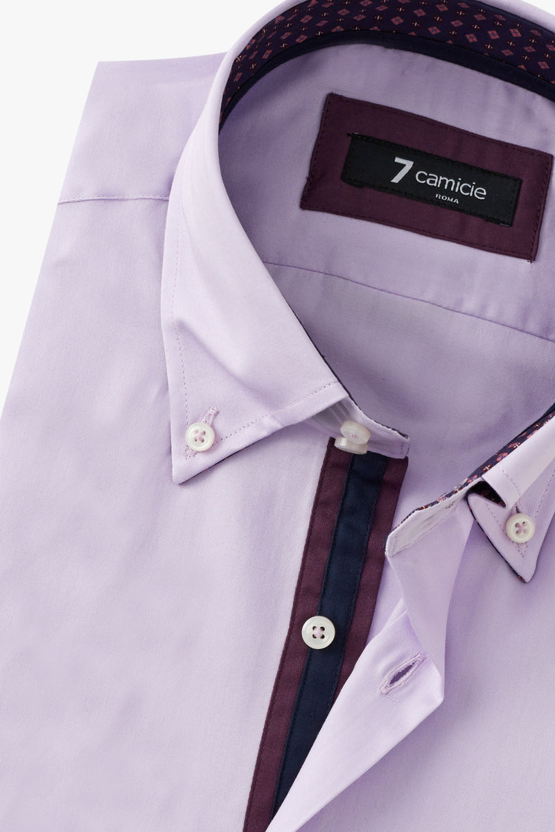 Roma Iconic Satin Man Shirt Lilac – 7 Camicie