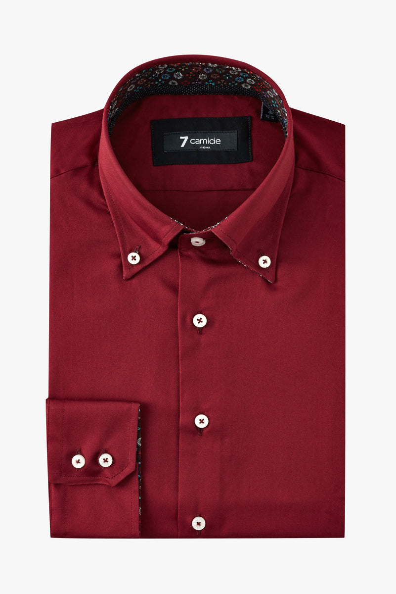 Roma Iconic Satin Man Shirt Red – 7 Camicie