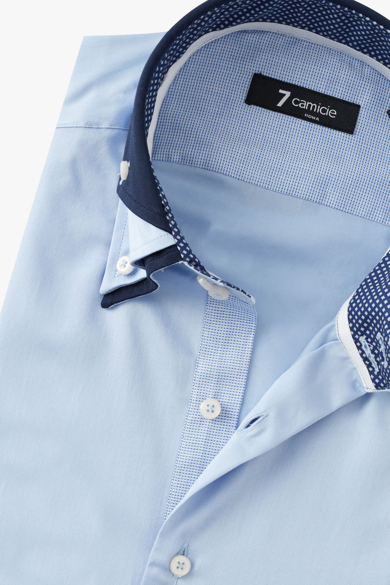 Vesuvio Iconic Satin Man Shirt Light Blue – 7 Camicie