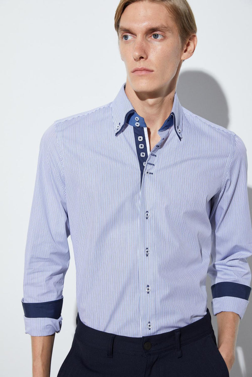 Marco Polo Iconic Poplin Man Shirt White Blue – 7 Camicie